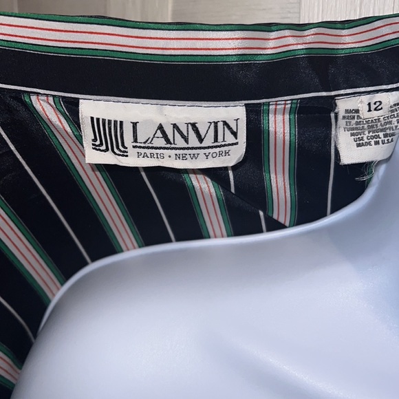 Lanvin | Dresses | Vintage Lanvin 97s Shirt Dress Striped With Small Logo Print Size 12 | Poshmark
